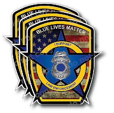 3x Thin Blue Line Blue Lives Matter I Support Police Officers Truck ...