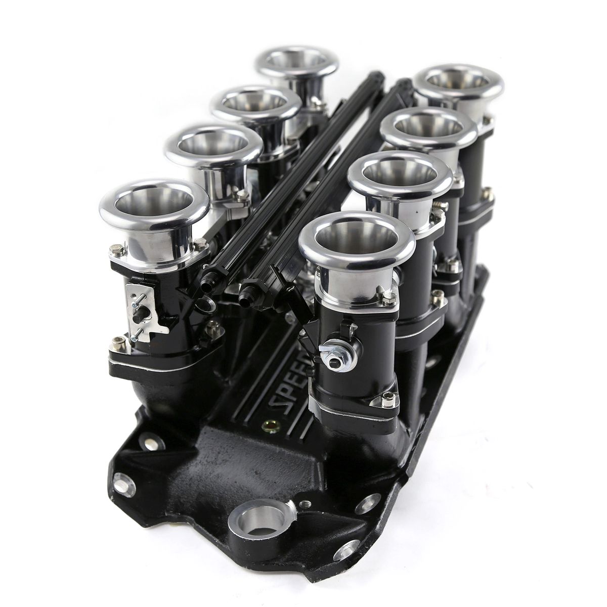 Chevy SBC 350 Downdraft EFI Stack Intake Manifold System Complete Black