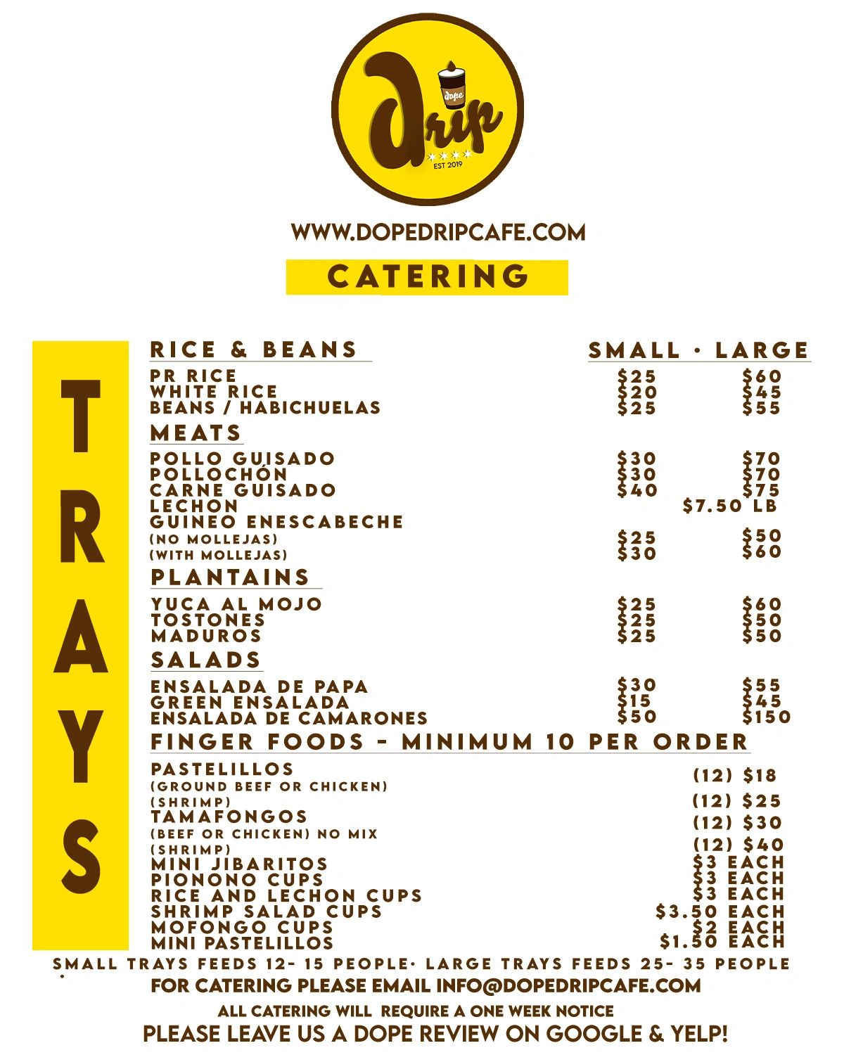 CATERING MENU