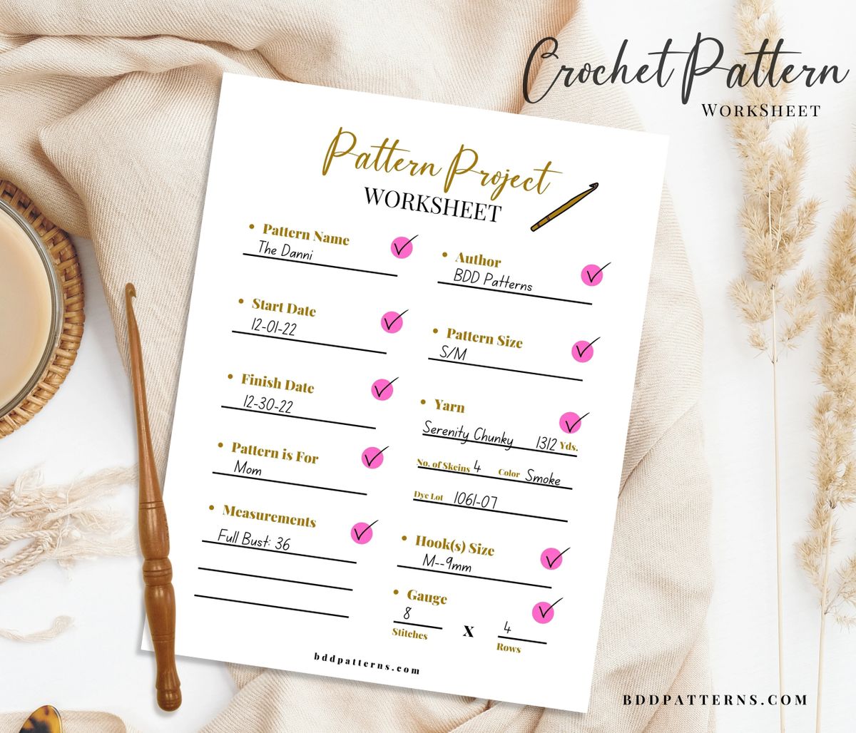 Printable Crochet Project Worksheet