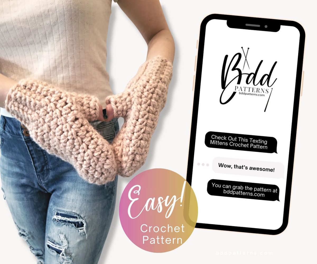 Easy Crochet Pattern | Texting Mitten Beginner Crochet Pattern