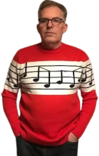 TOMMY STEEL RED MUSICAL NOTE JUMPER