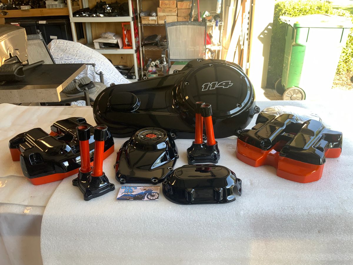M8 engine kit,CANDY TANGERINE LOWER ROCKER BOXES AND PUSH ROD TUBES ...