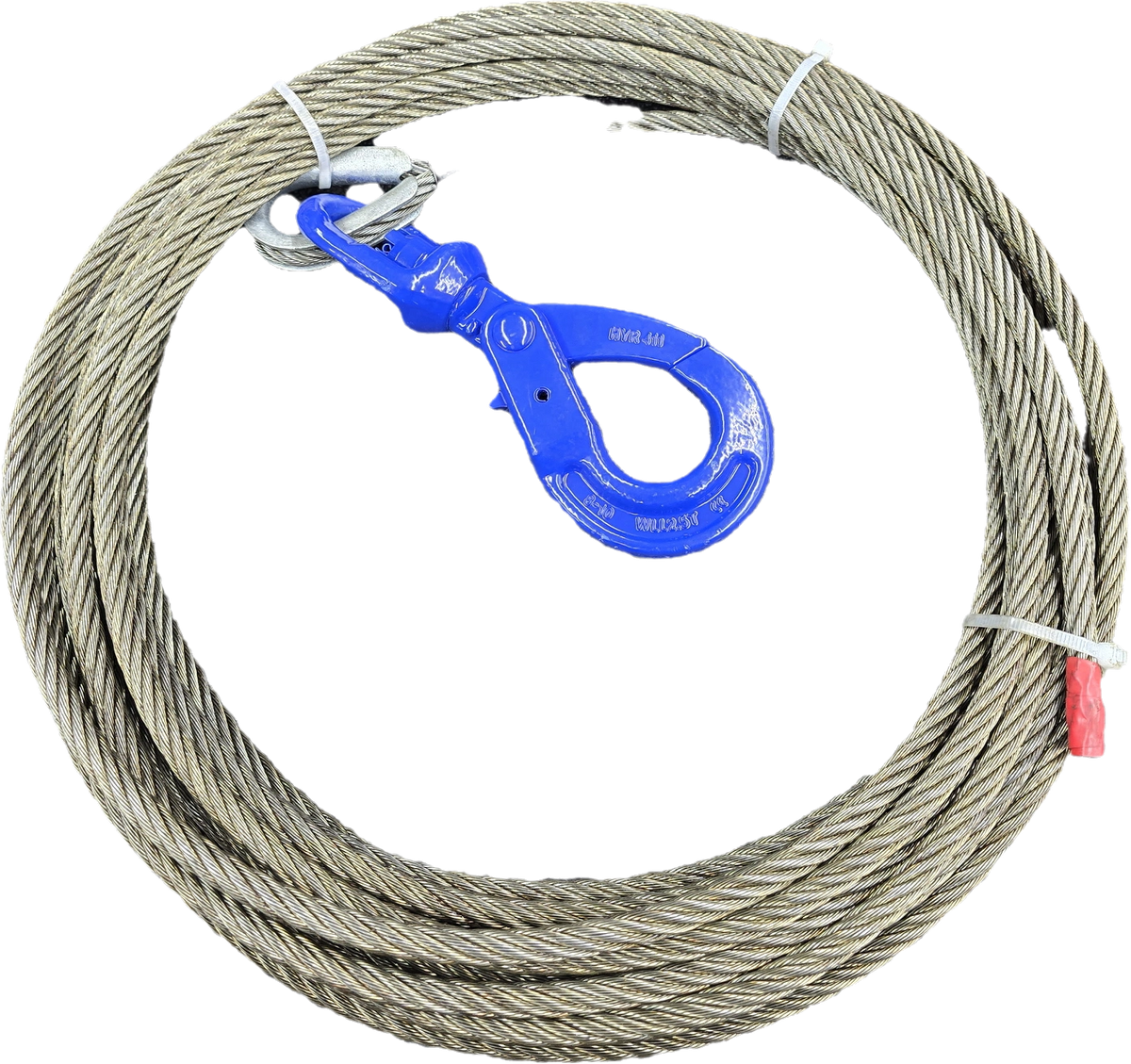 Winch Cable 50ft x 3/8 Steel Core w/ Self Locking Swivel Hook