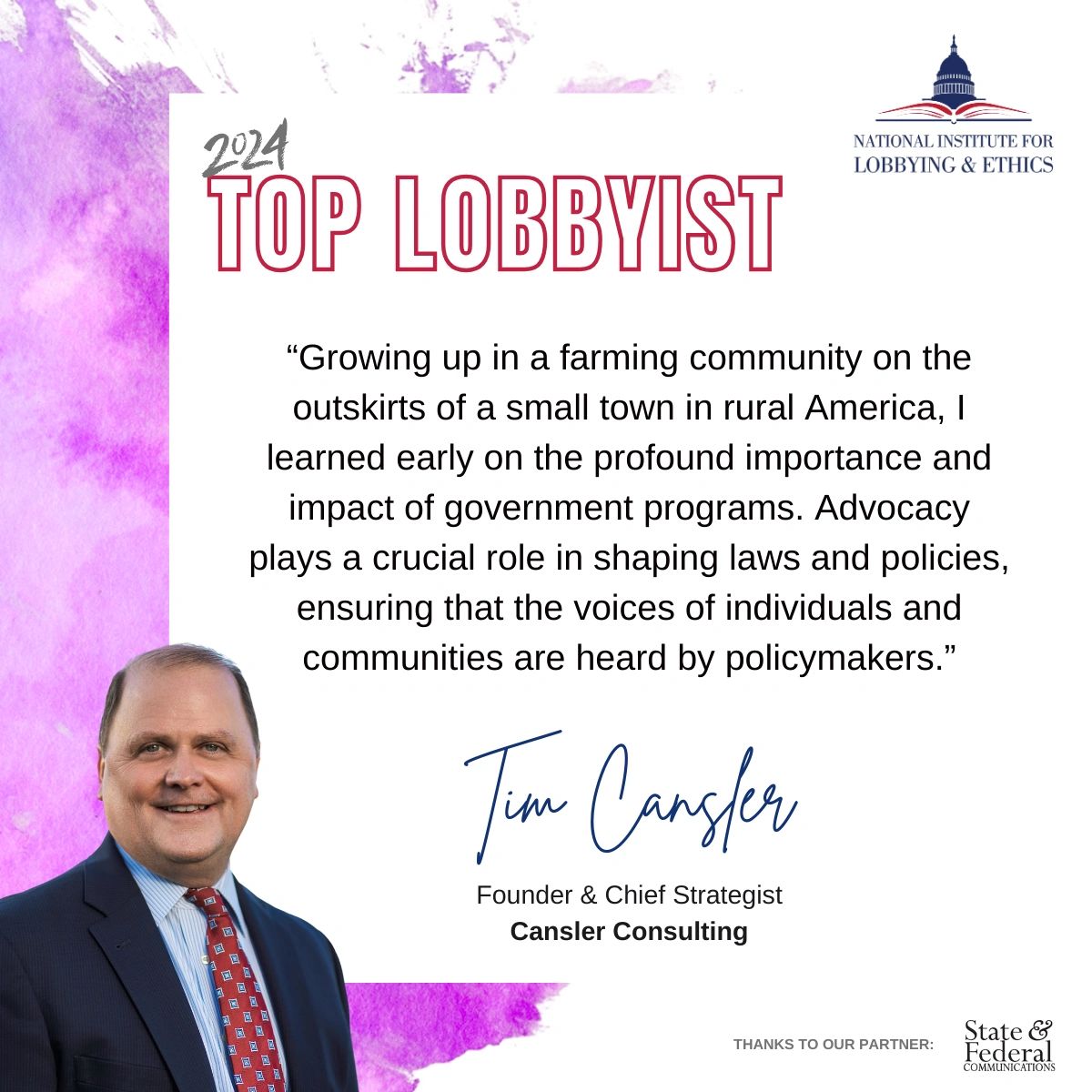 Cansler Honored for Second Time as Top Lobbyist