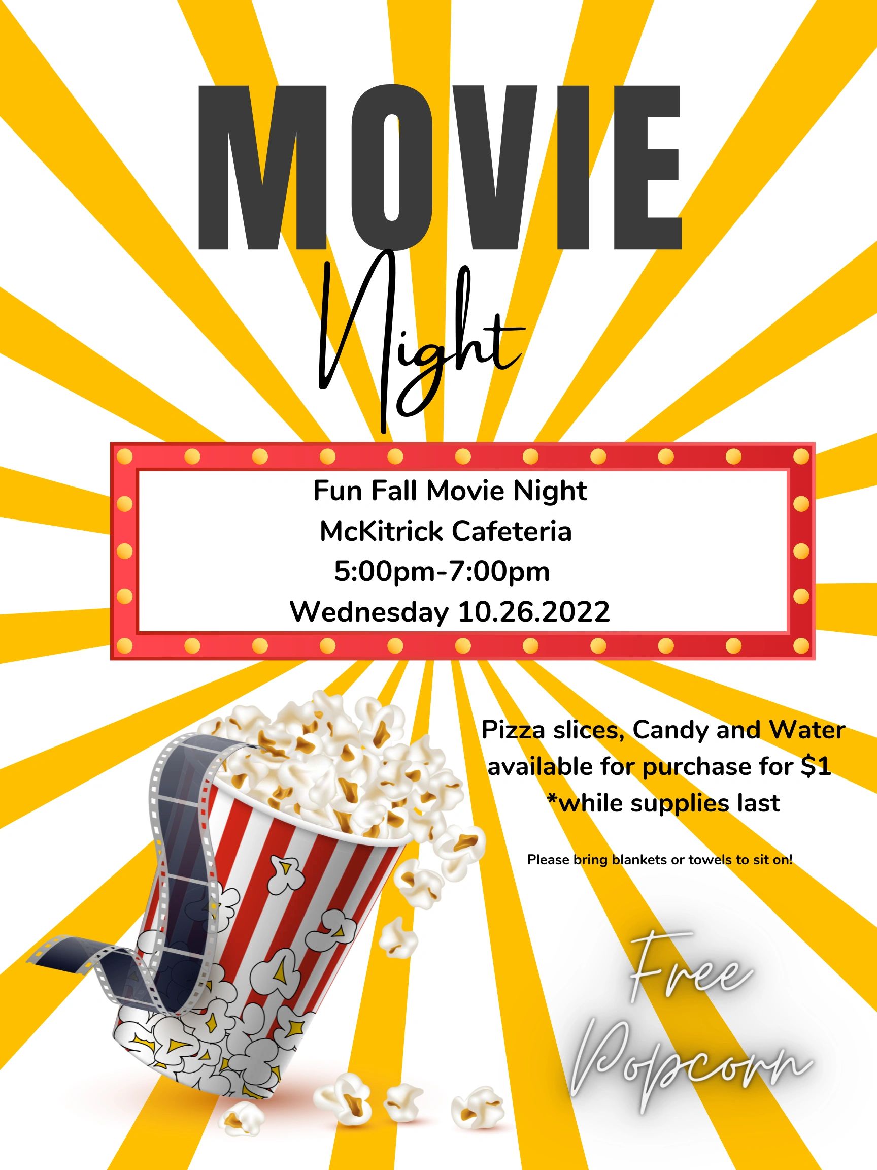 Fun Fall Movie Night at the McKitrick Cafeteria