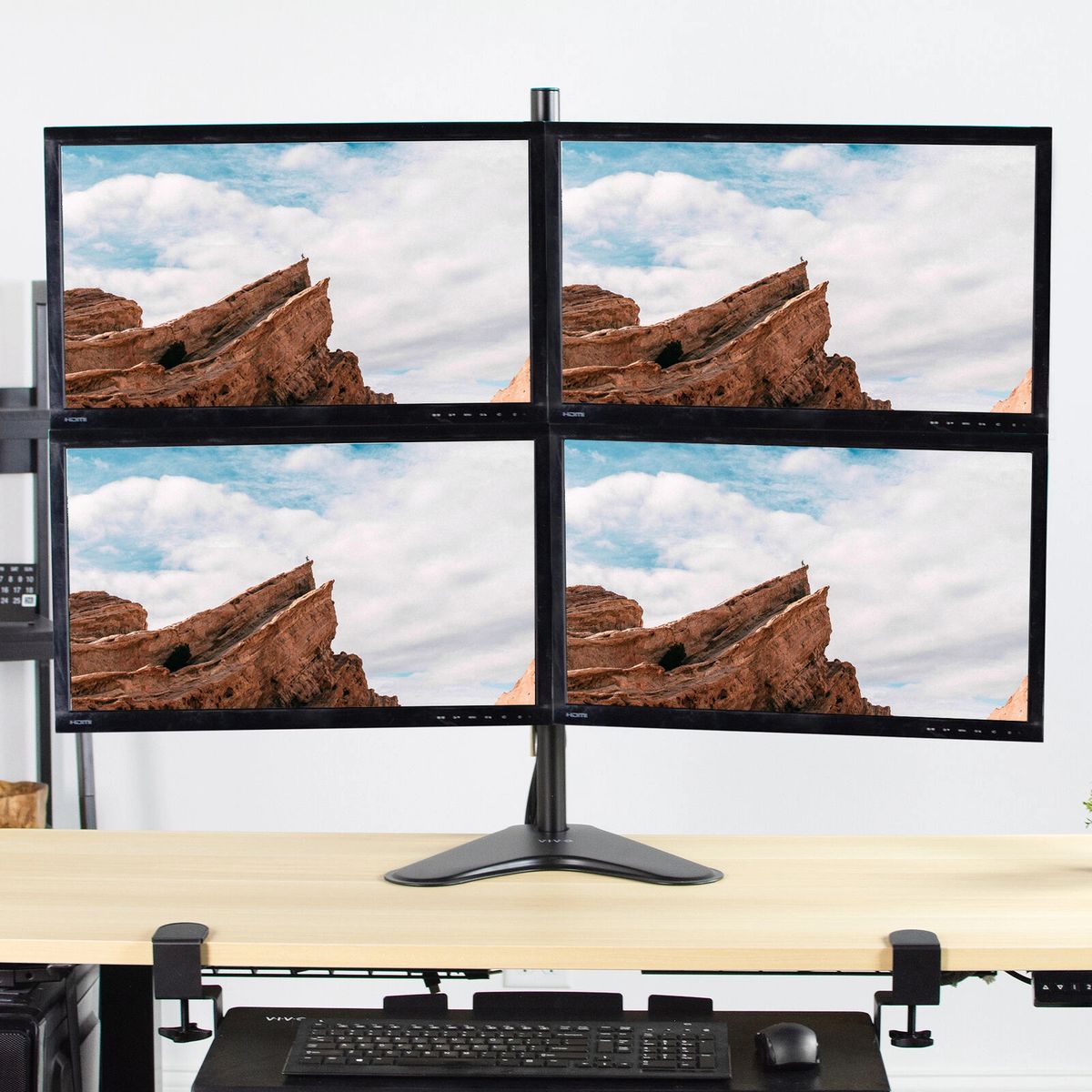 VIVO Quad Monitor Desk Stand Mount Free Standing Adjustable 4 Screens ...