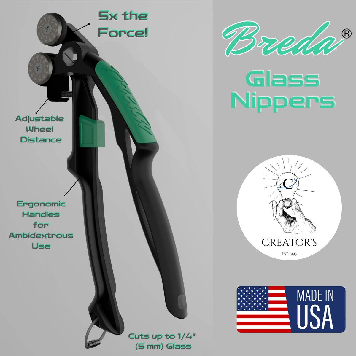 Breda Glass Nippers - Made in USA- Break your glass with ease!