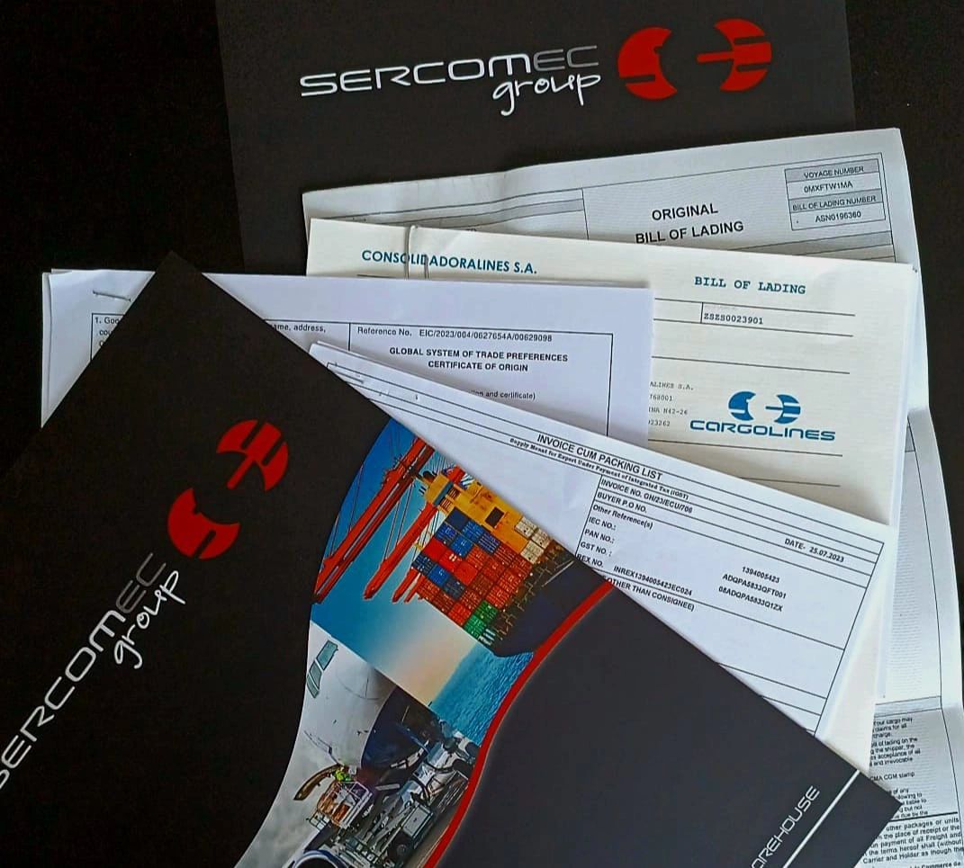 Documentos de transporte marítimo usados para exportar o importar