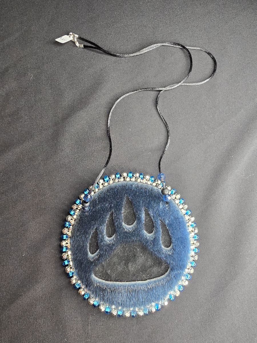 Blue sealskin bear paw medalian