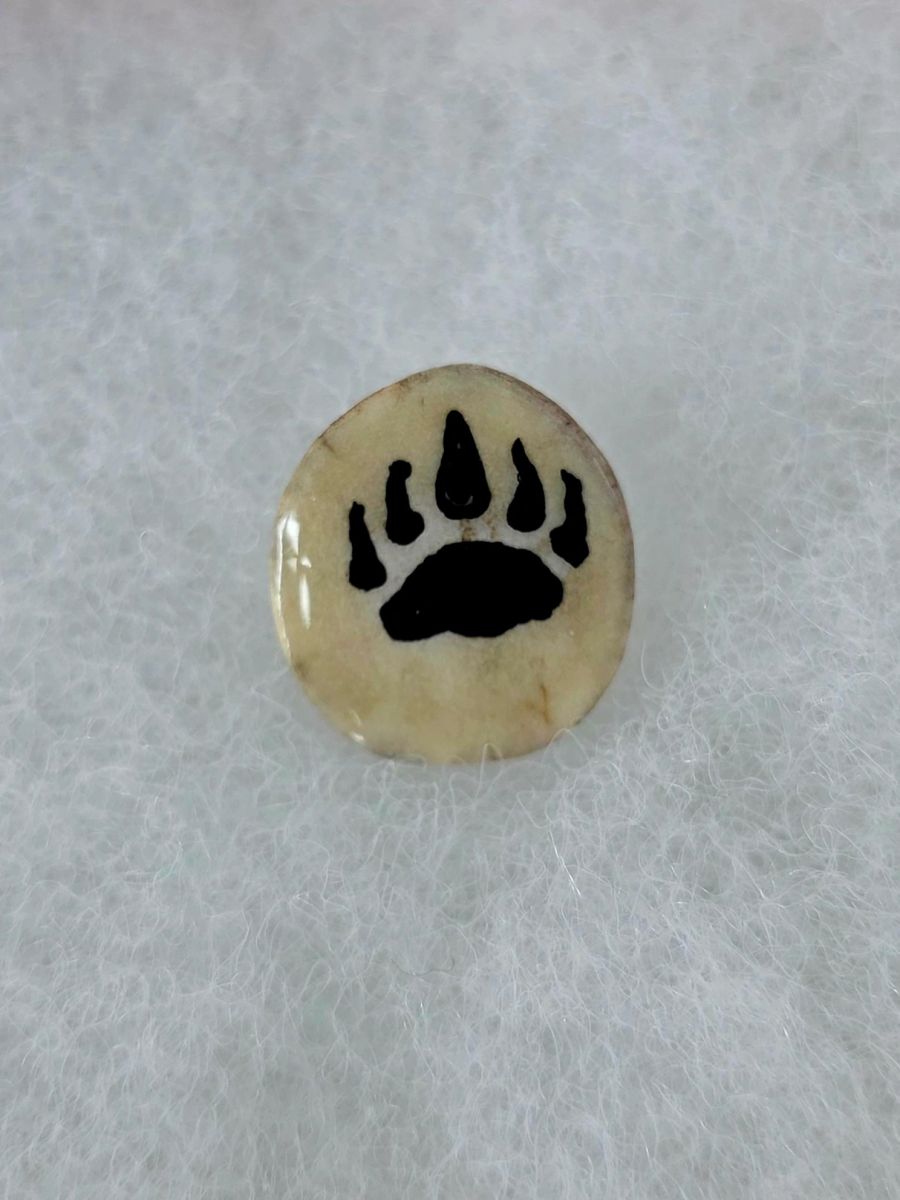 Hand painted bear paw on moose antler