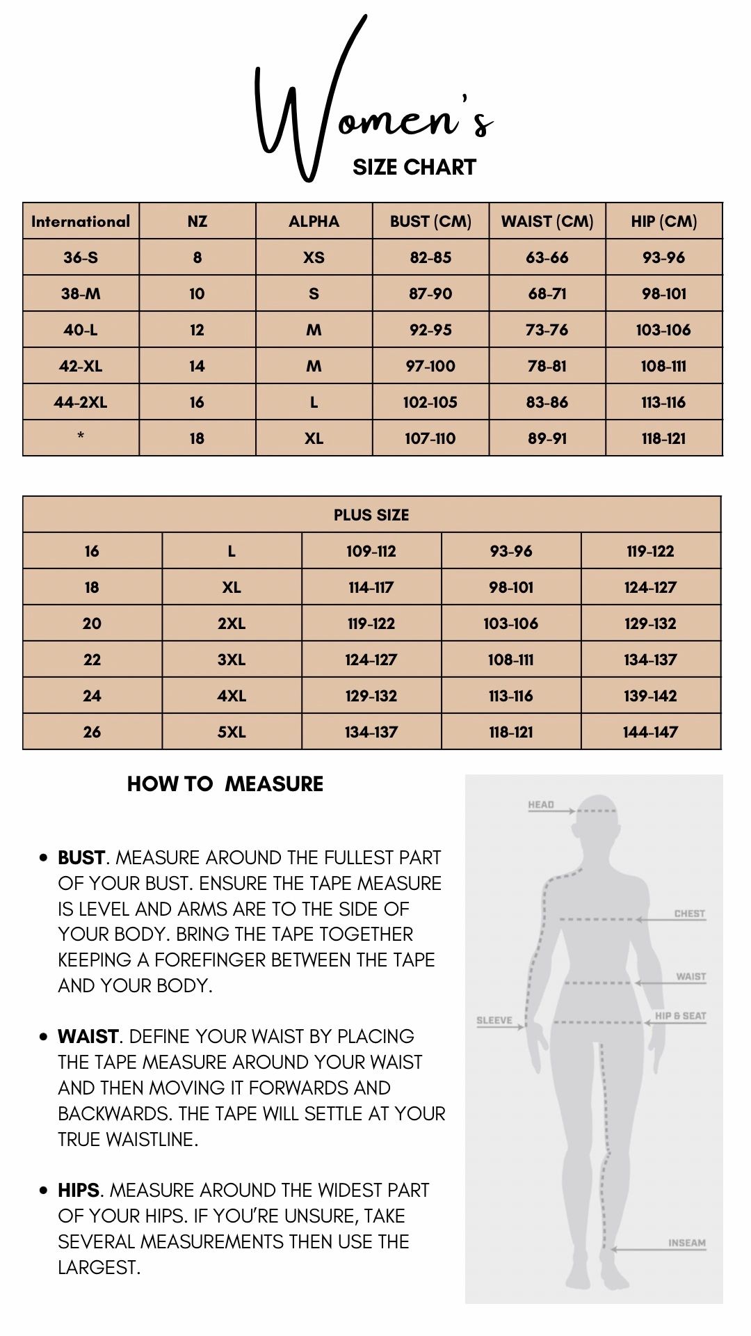 Size Chart A M Collections Size Chart A M Collections