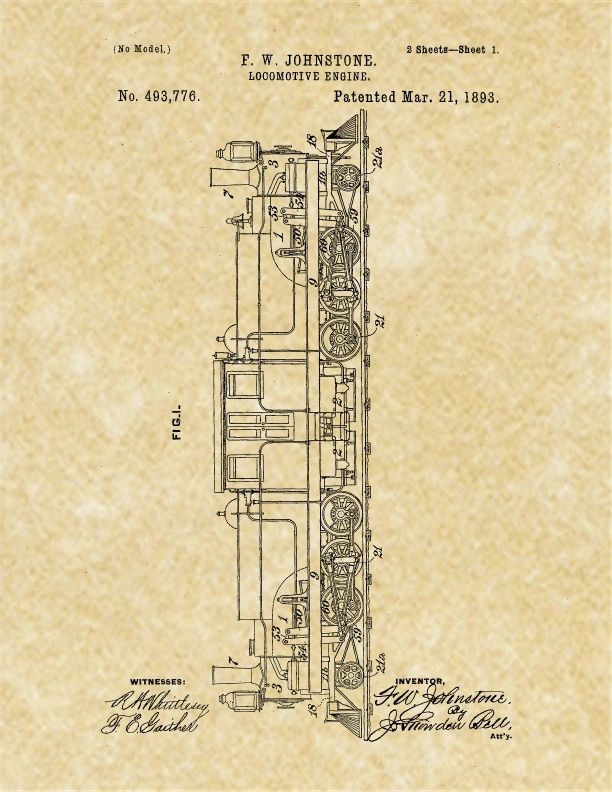 Locomotive Engine Patent #493776 03/21