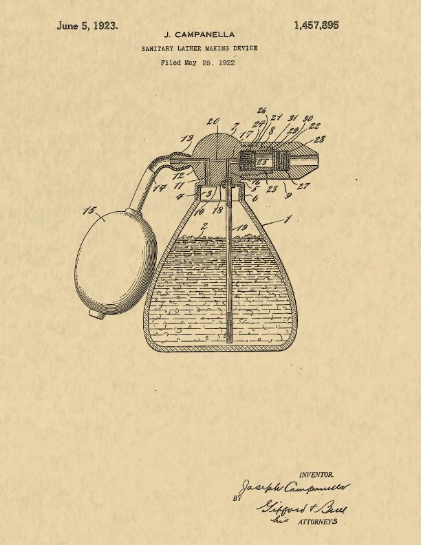 Sanitary Lather Making Device Patent #1457895 06/05