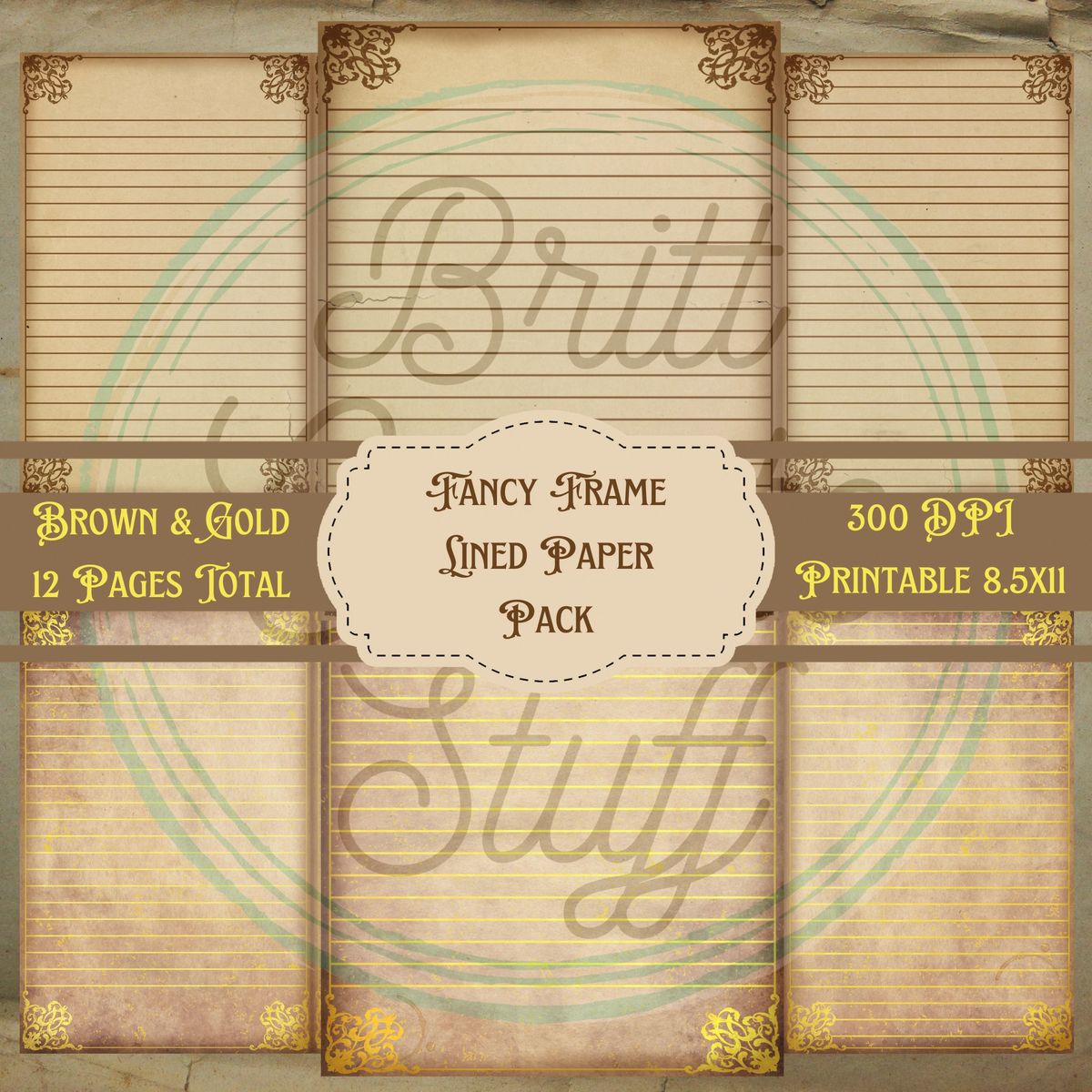 Fancy Frame Lined Paper Vintage