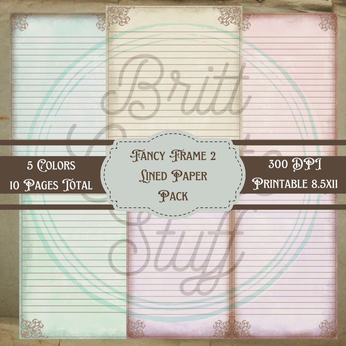 Fancy Frame Lined Paper Pastels
