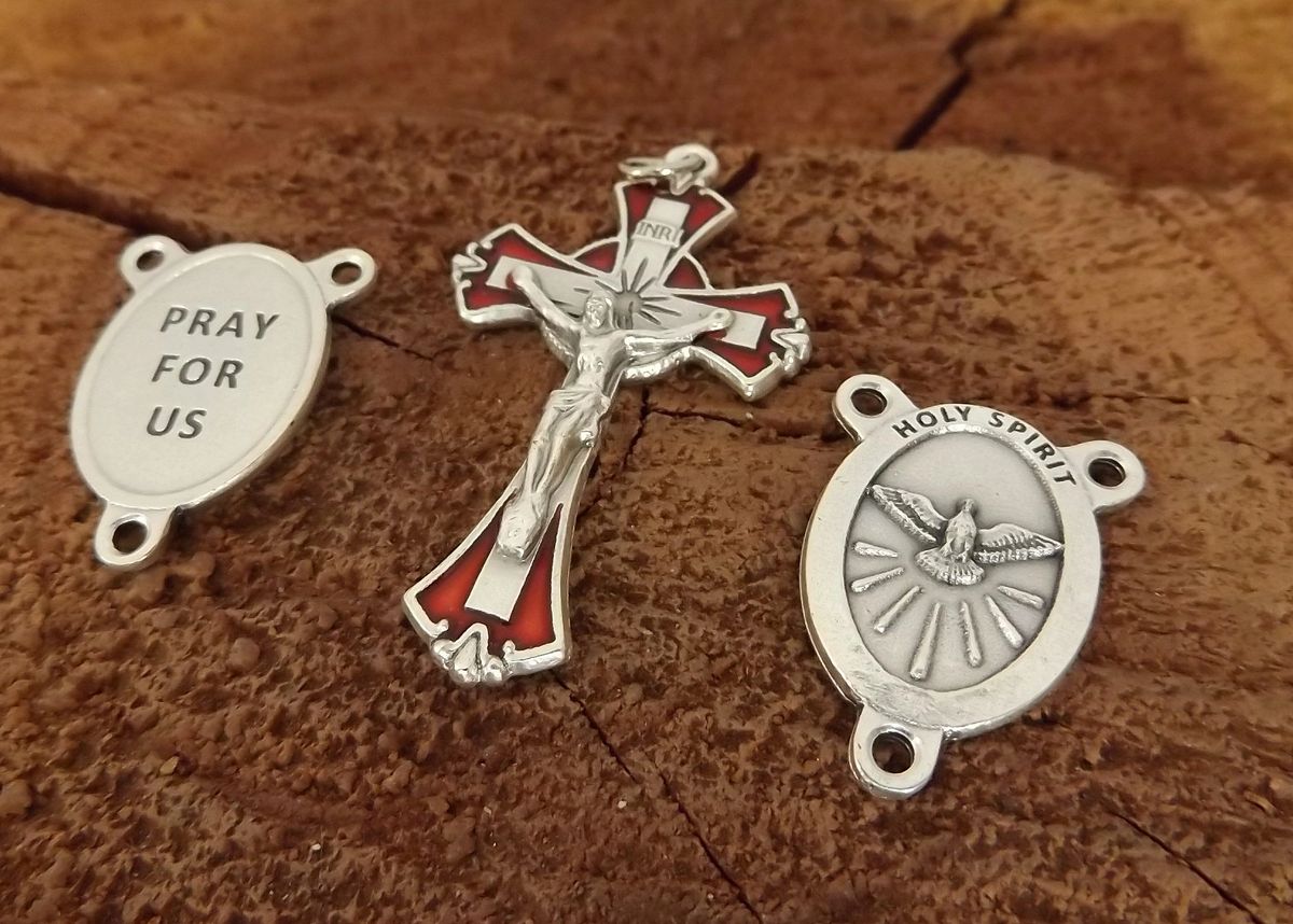 1-Set, Premium Genuine Antique Silver Oxidized Red Enameled INRI ...