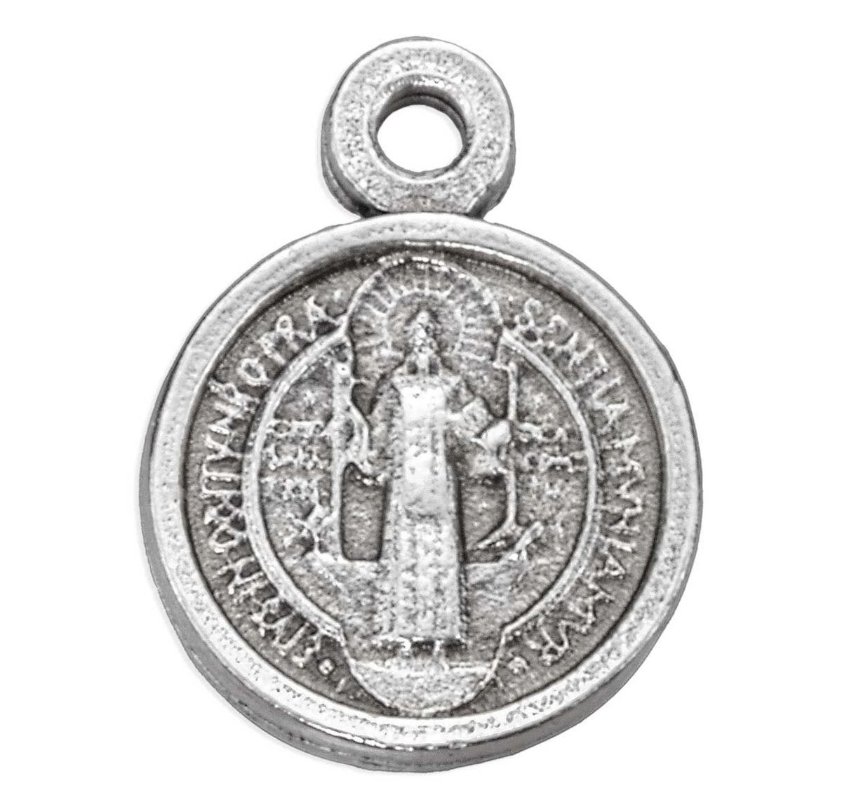 24-PC, 0.43", Tiny Genuine Antique Silver Oxidized Double sided Saint ...
