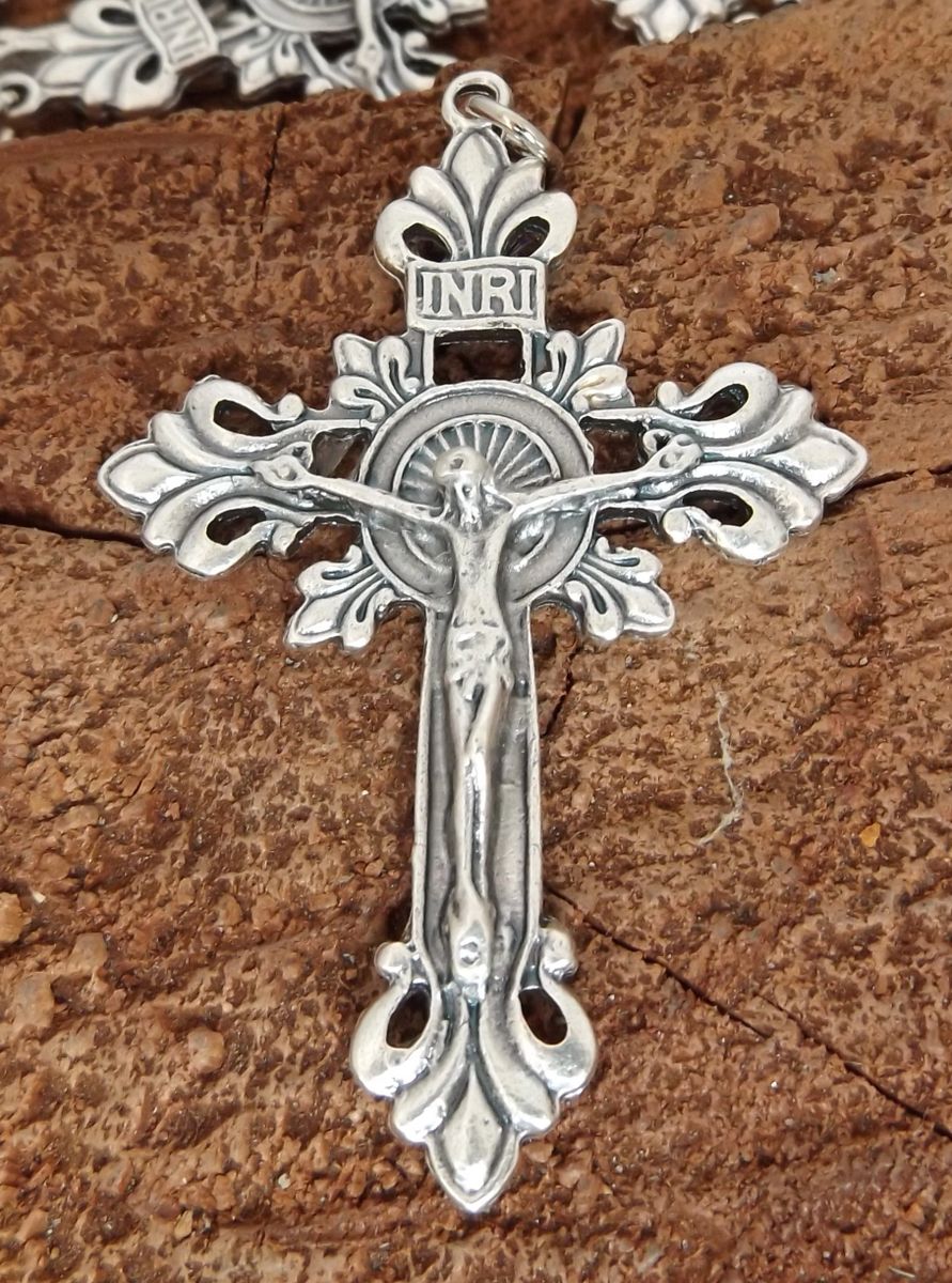 1-PC , 2.3", 6.1gr, Genuine Silver Antique Oxidized Finish Crucifix ...