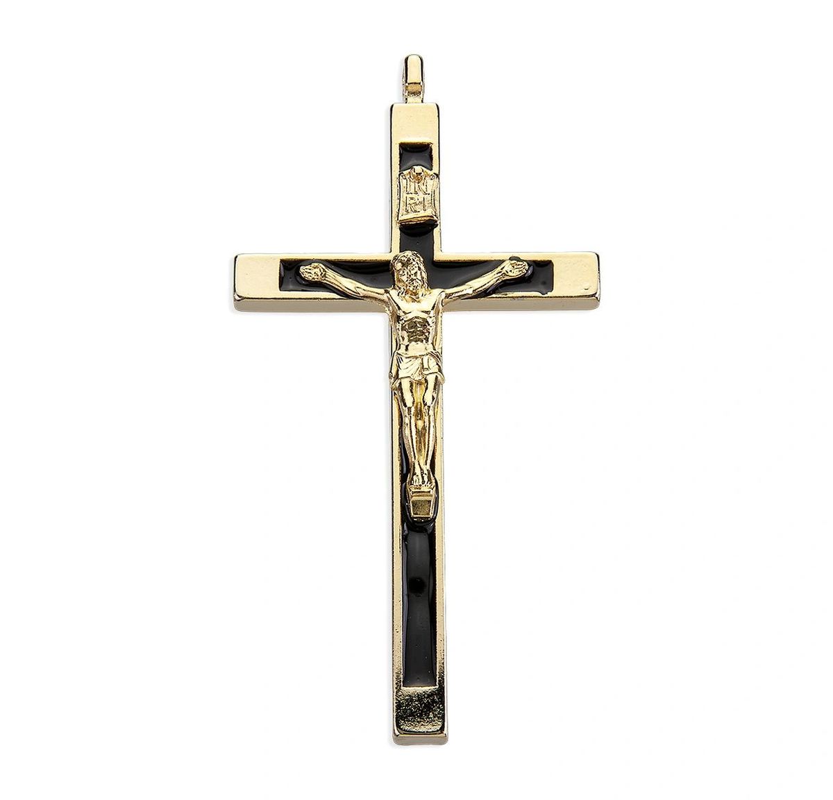 1 Piece, 3.5", Deluxe Genuine gold-plated Black inlay Crucifix, Adorned ...