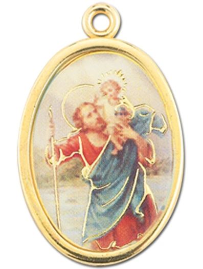 10 Piece, 1", Genuine Gold-Plated Enameled Saint Christopher Picture ...