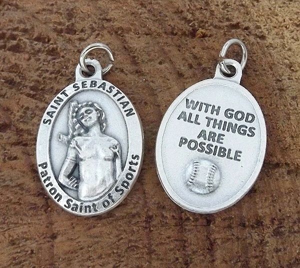 48 Piece, 1", BASEBALL, Sports Medal, Genuine Silver oxidized Saint ...