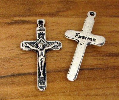 10 Piece, 1", Antique Silver Tone Crucifix, 2.4x1.5cm, 1.4gr ...