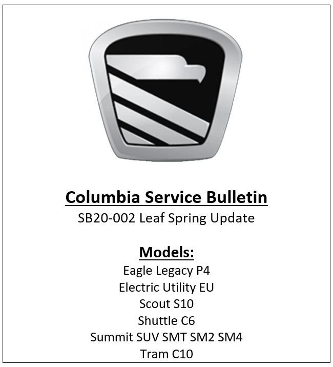 Columbia Service Bulletin SB20-002 Leaf Spring Update