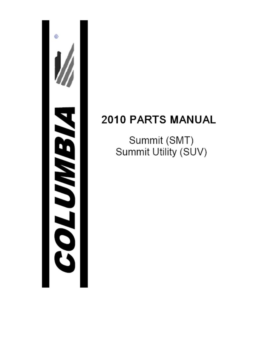 Manual, Parts, Columbia Summit SUV SMT SM2 SM4