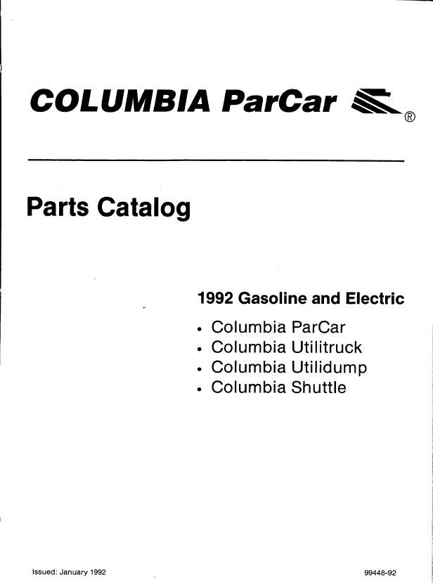 Columbia ParCar Parts Manual 1992