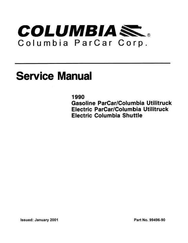 Columbia ParCar Service Manual 1990
