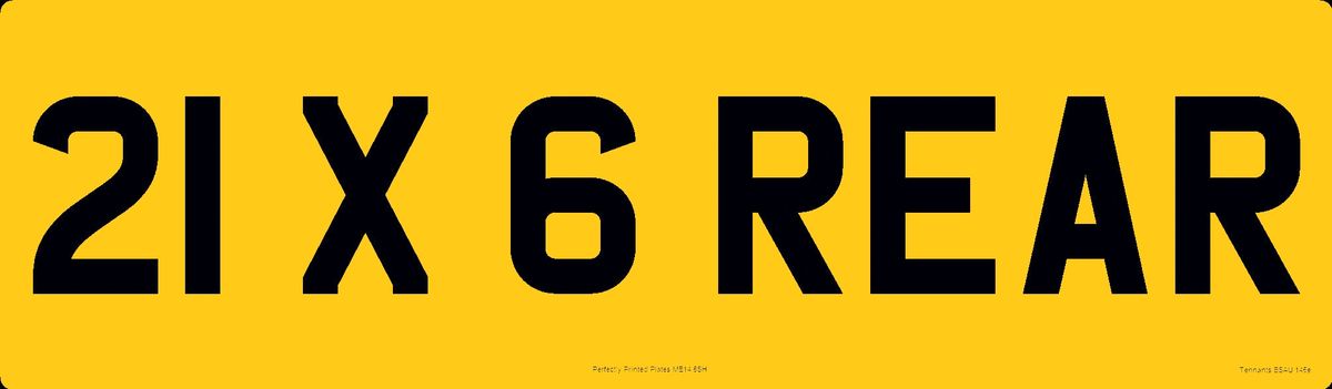 21x6" - 533mm x 152 mm Rear Number Plate (suits Range Rover, Bentley ...