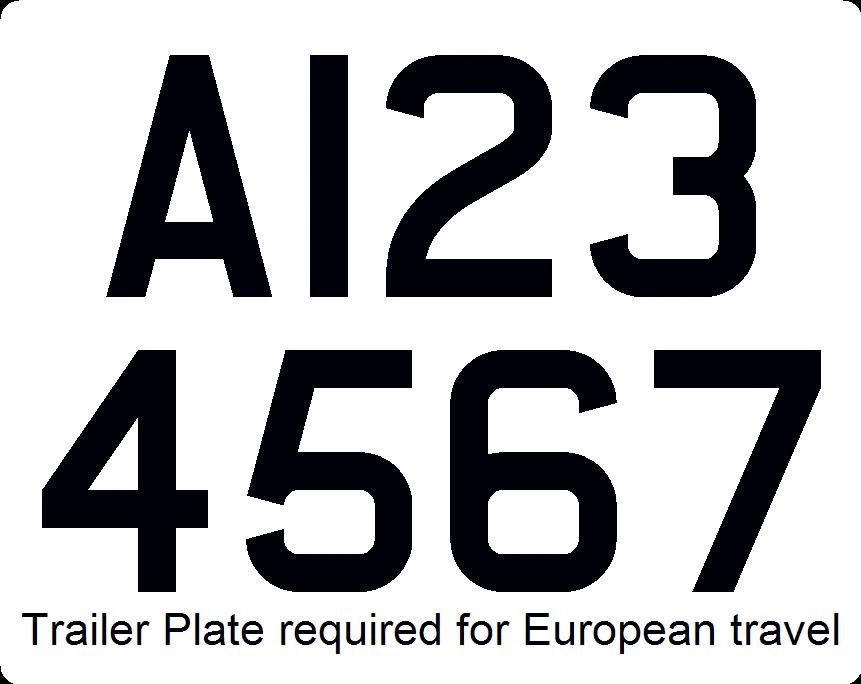 Trailer & Caravan Number Plate Required for European travel 9x7 Front ...