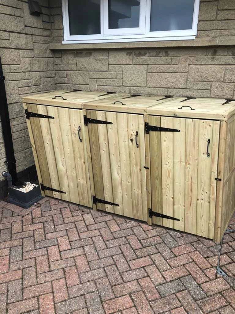 Timber Triple Bin Store
