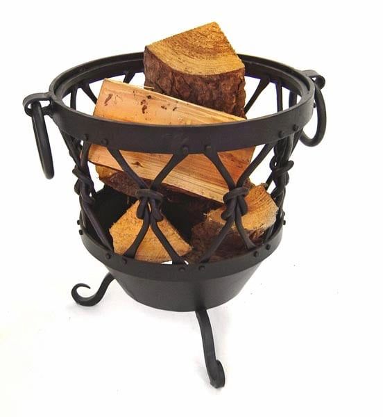 Rustic Wrought Iron Log Basket