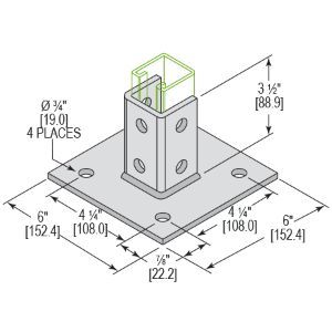 POST BASE SINGLE CHANNEL SQUARE