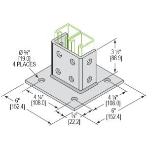 POST BASE DOUBLE CHANNEL SQUARE