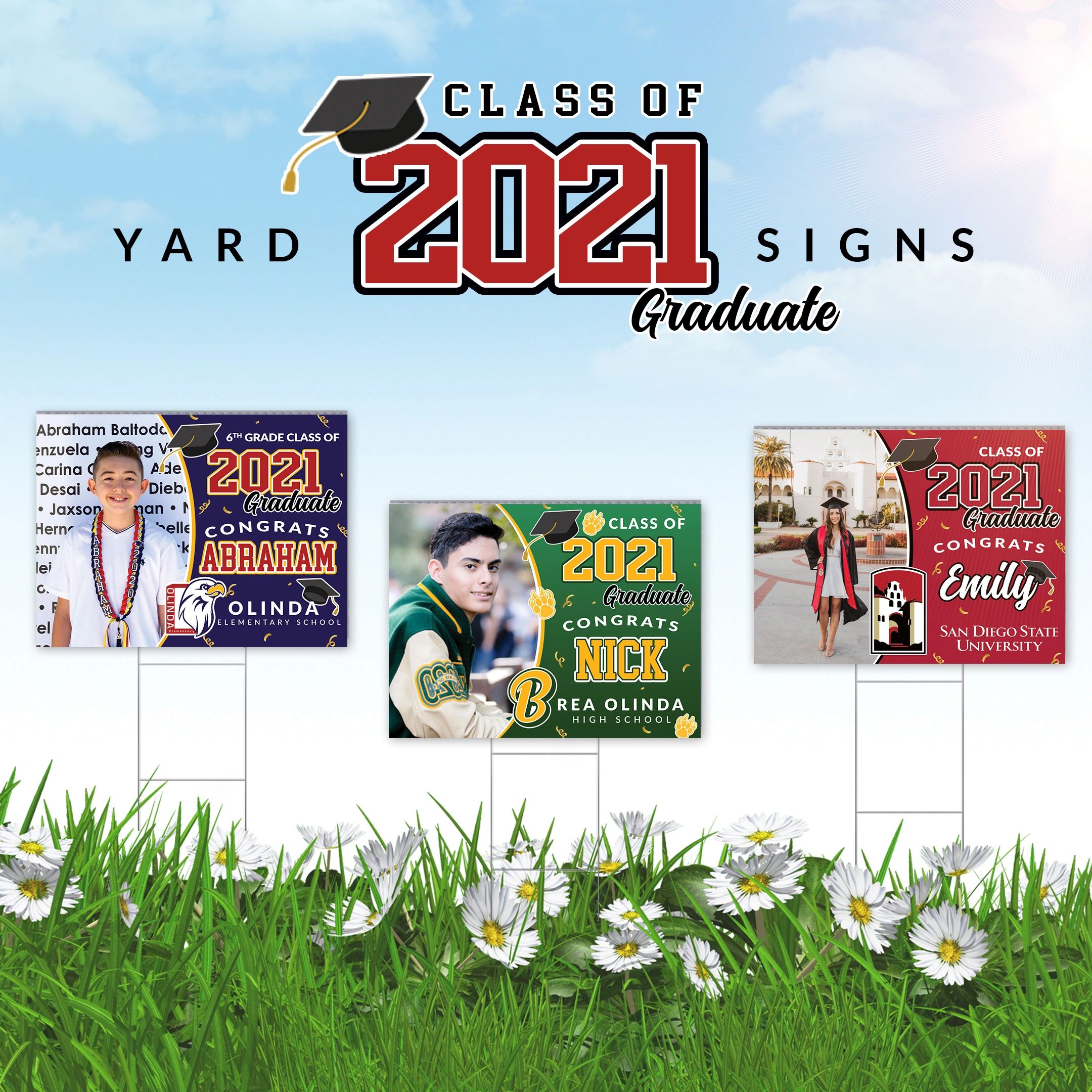 High School College Grad Class of 2021 Graduation 24x18 DOUBLE SIDED ...