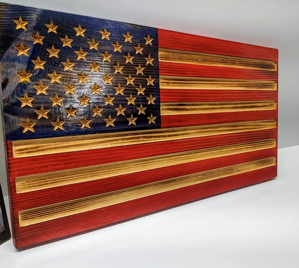 Custom Hand carved American flag shelf/rack exclusive designs