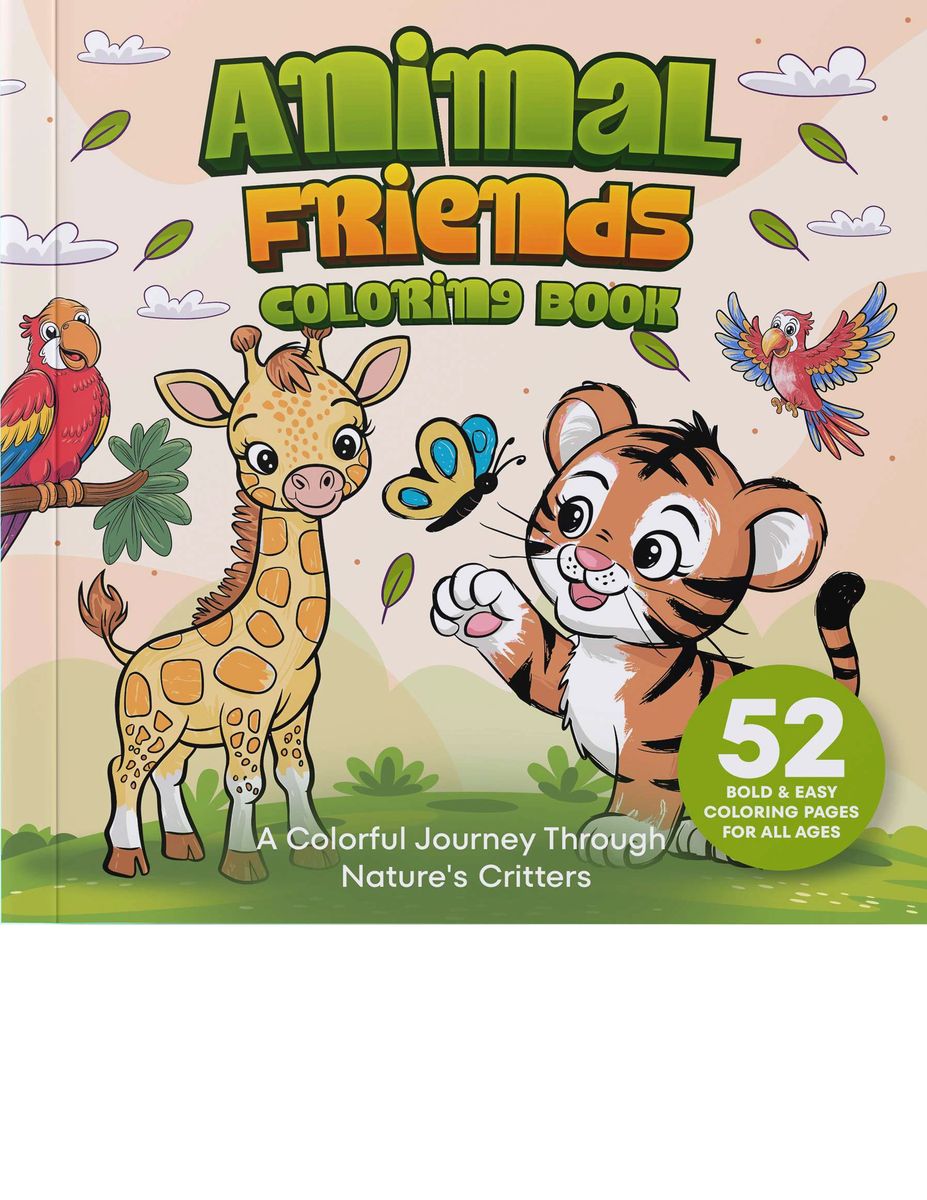 Animal Friends Coloring Book 2025 - Complete Book - 52 Coloring Pages