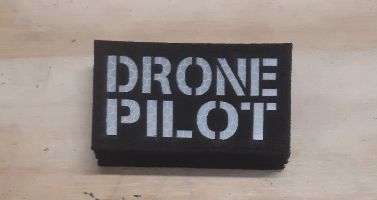 DRONE PILOT, laser cut reflective patch.