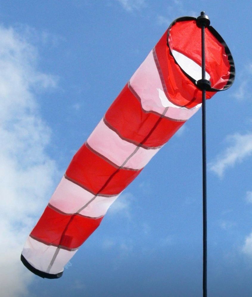 Lightweight wind sock with pole, ideal for SAR drone.
