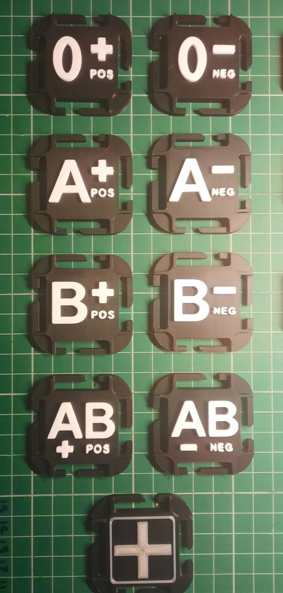 MOLLE Blood group patch tag, black/white