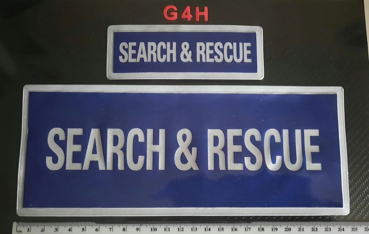 Velcro backed, encapsulated badge set SEARCH & RESCUE, 250mm & 135mm