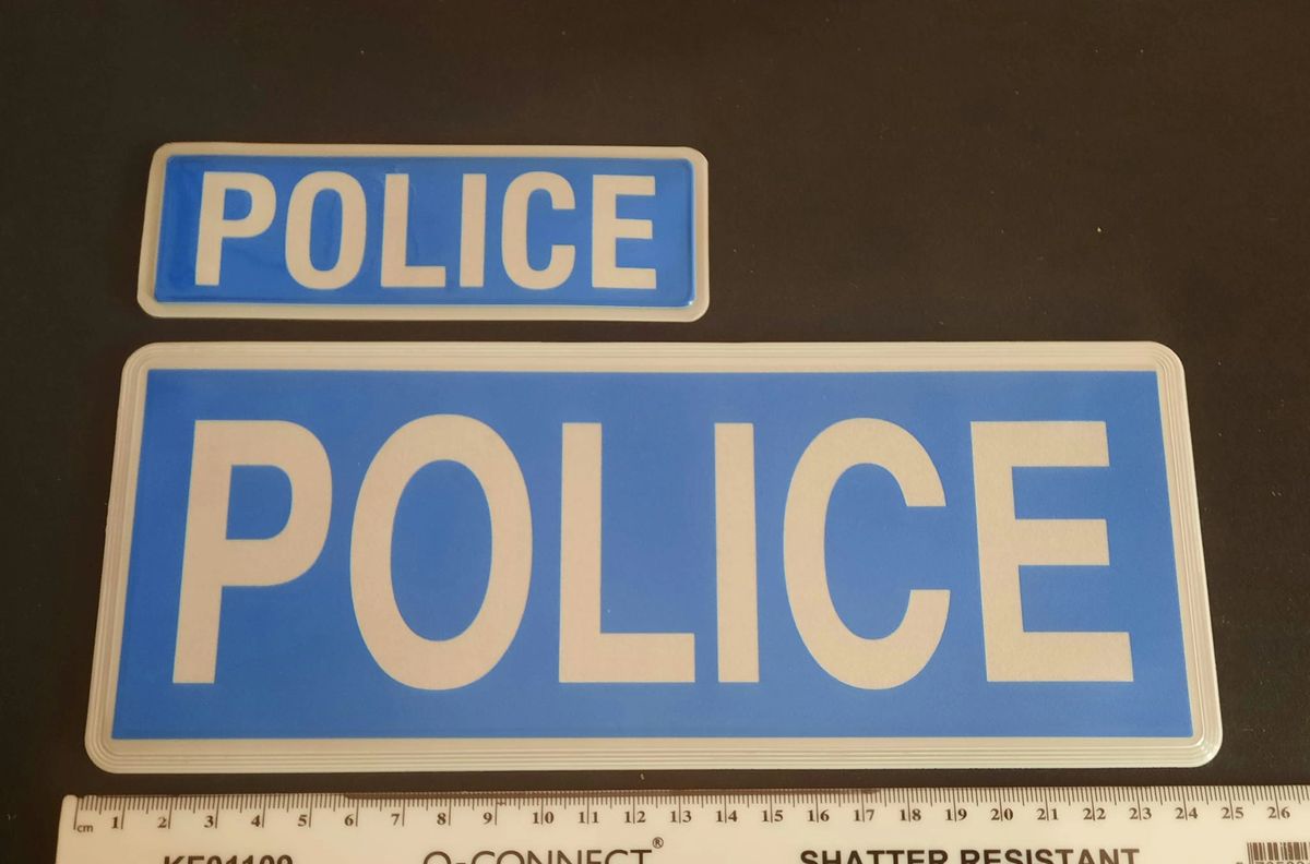 POLICE encapsulated velcro patches. Front, rear & set options