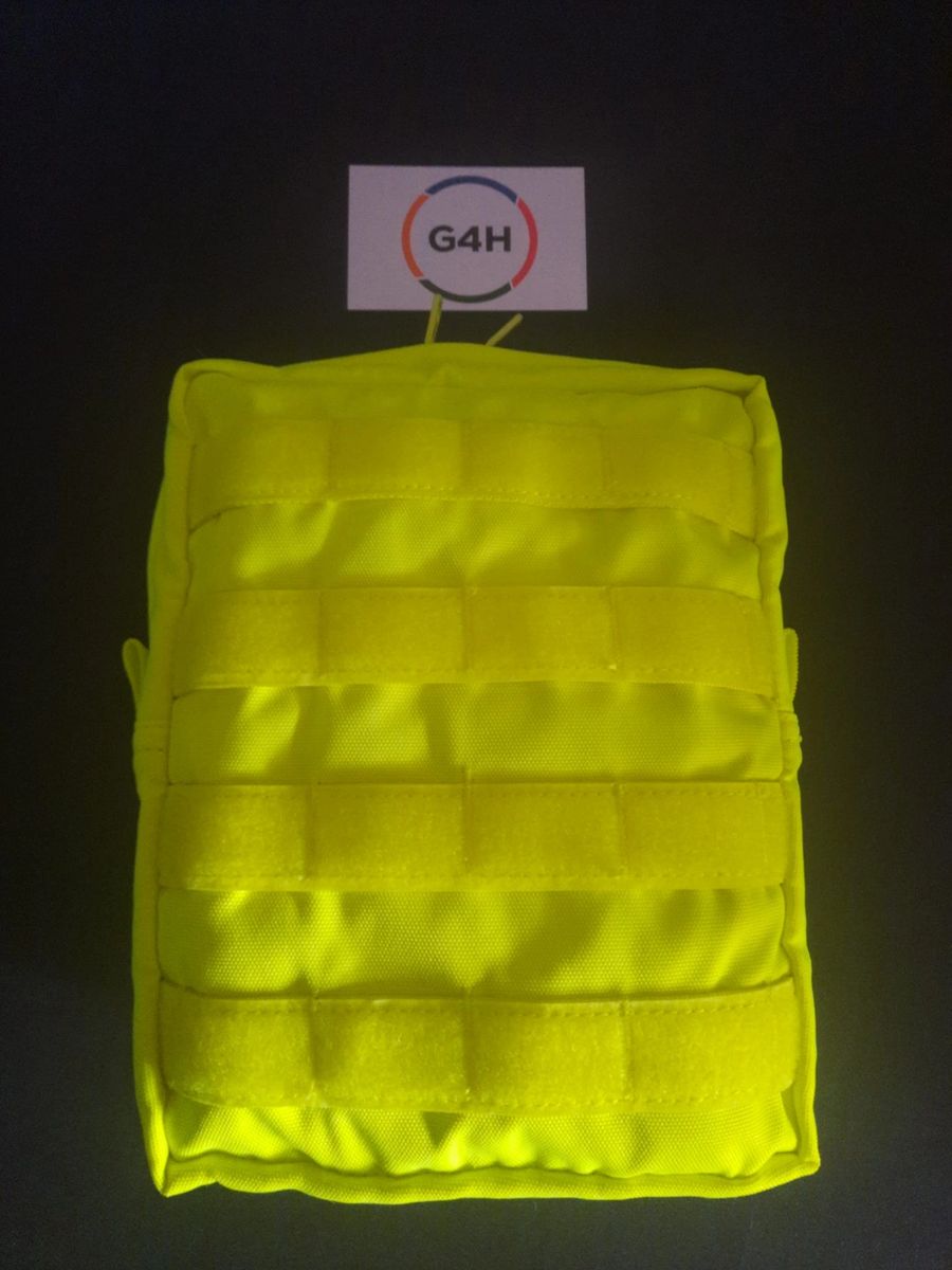 Large MOLLE pouch, saturn yellow, with velcro.