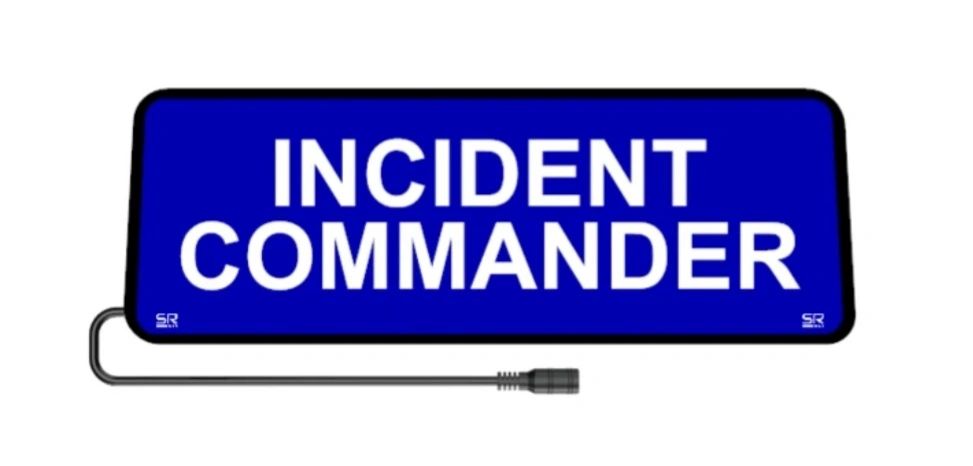 INCIDENT COMMANDER, illuminated visor sign, Safe Responder X