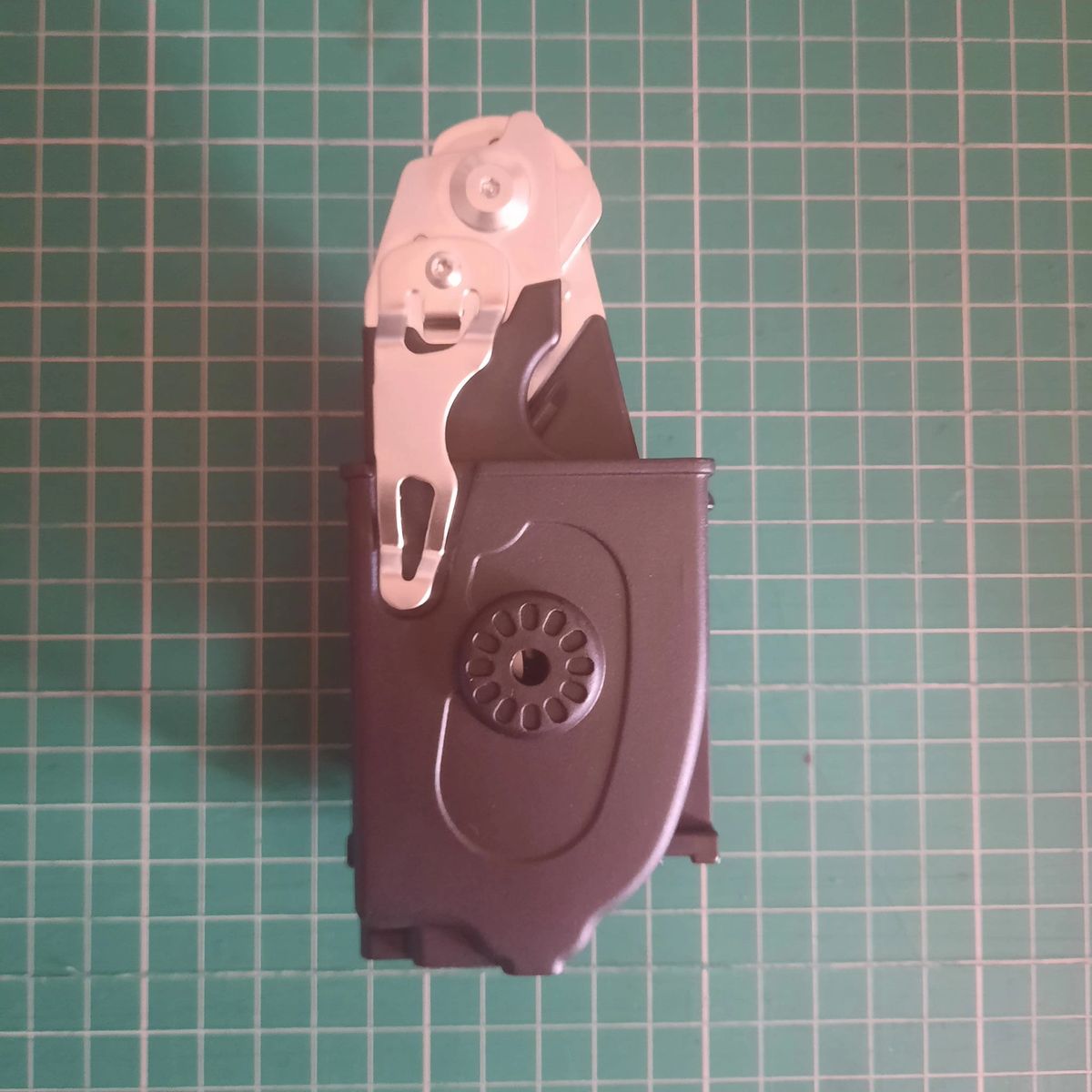 Folding black EMT shears, Raptor type rescue response tool, with holster.