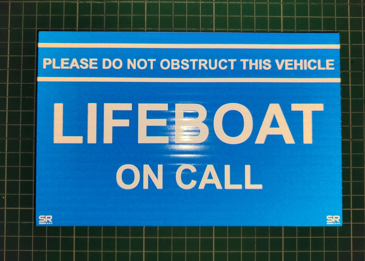 LIFEBOAT ON CALL reflective dash card for RNLI crew