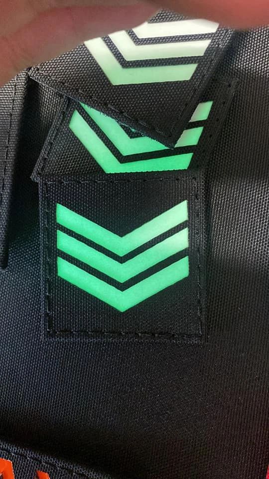 Police Sergeants laser cut velcro rank patch, white with glow in the dark.